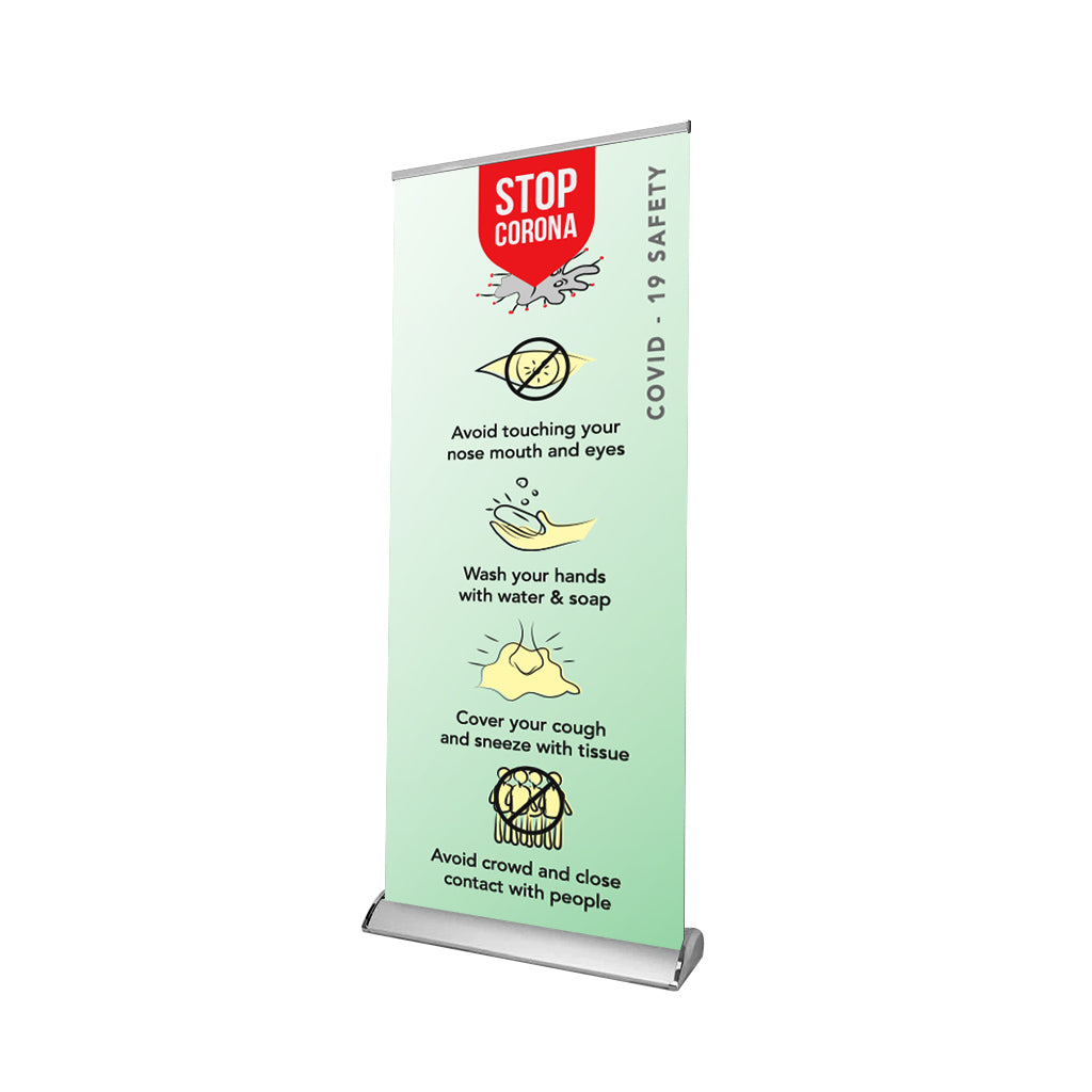 Safety & Advisory Sign Retractable Fabric Banner - COVID-19 ...